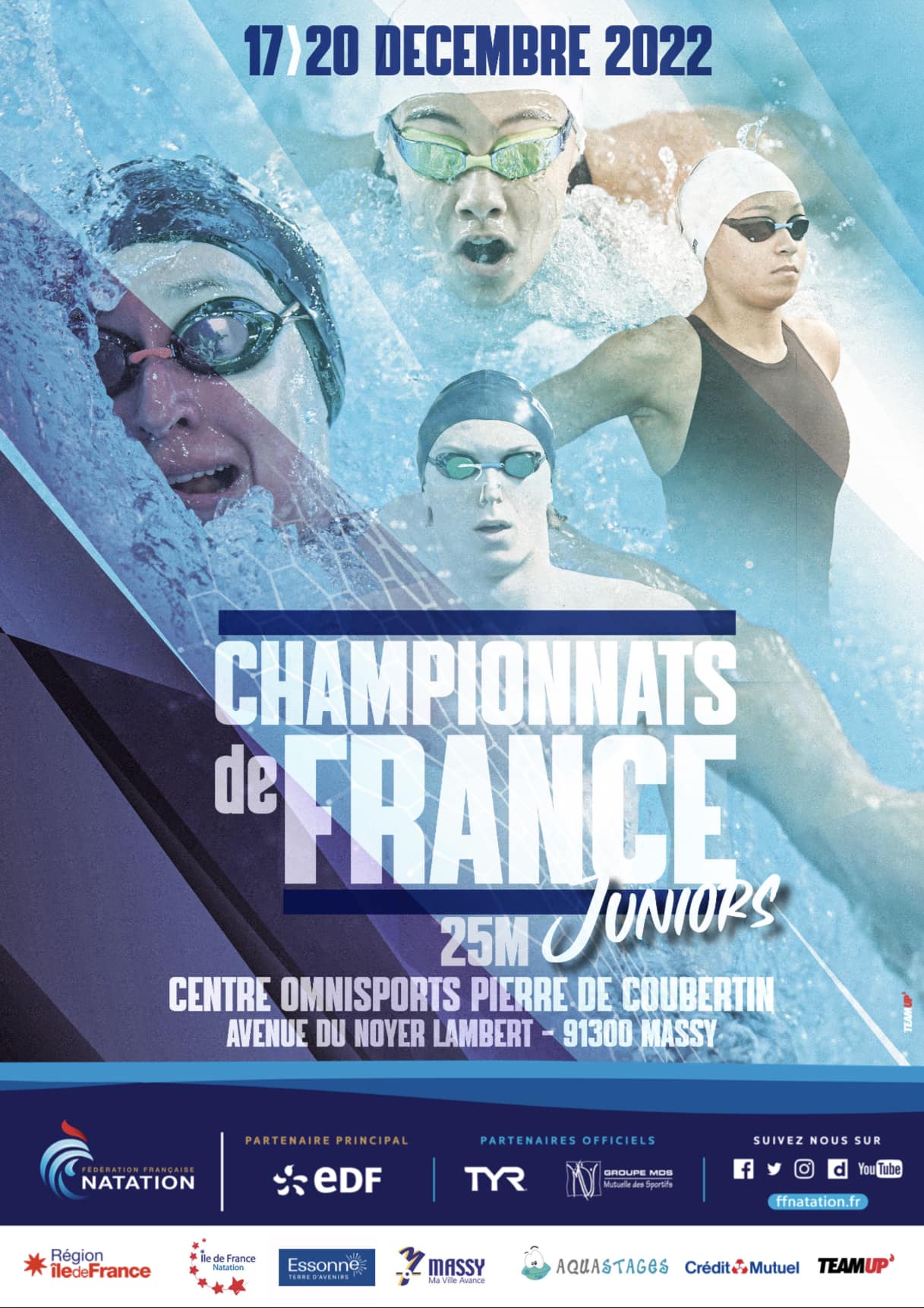 2022-12-17->20 Affiche NATATIOn - chpts de France juniors à Massy ...