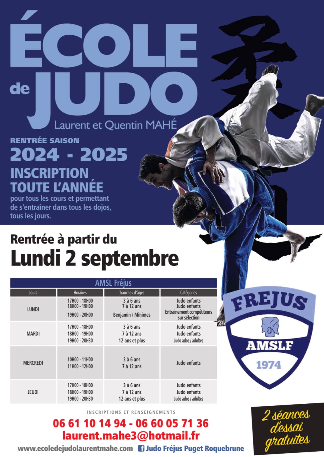 2024-09-02 JUDO - Flyer rentrée 2024 - AMSL FREJUS Les sports à fréjus